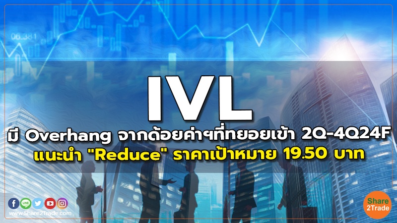 IVL มี Overhang จากด้อยค่าฯที่ทยอยเข้า 2Q-4Q24F แนะนำ "Reduce" ราคาเป้าหมาย 19.50 บาท | Share2Trade